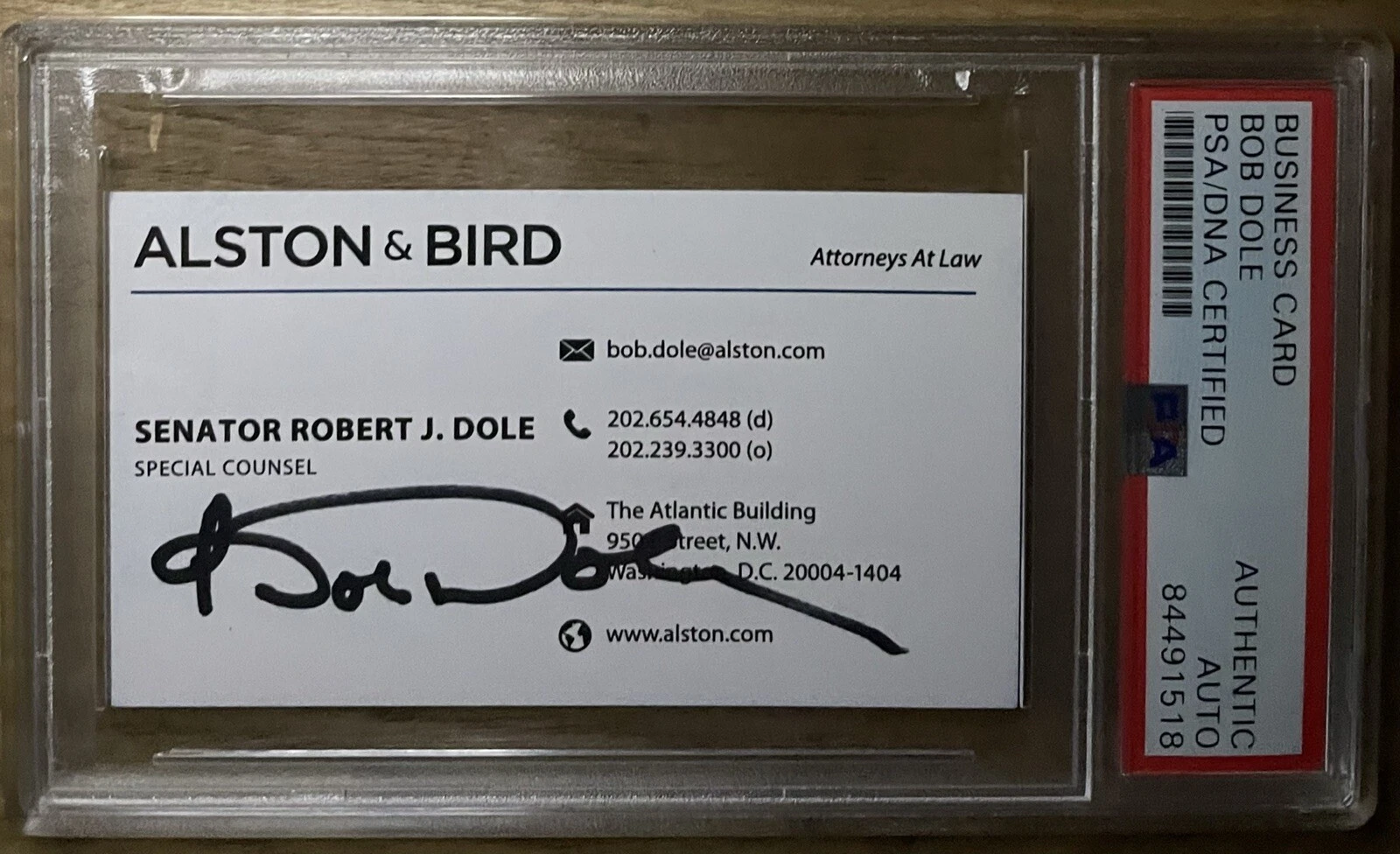 SENATOR BOB DOLE SIGNED BUSINESS CARD PSA DNA AUTOGRAPH PRESIDENT ...
