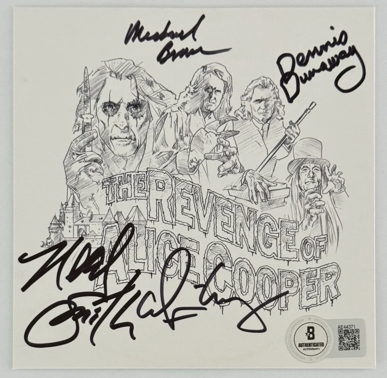 BAND SIGNED AUTOGRAPH The Revenge Of Alice Cooper Art Card & CD BAS ...