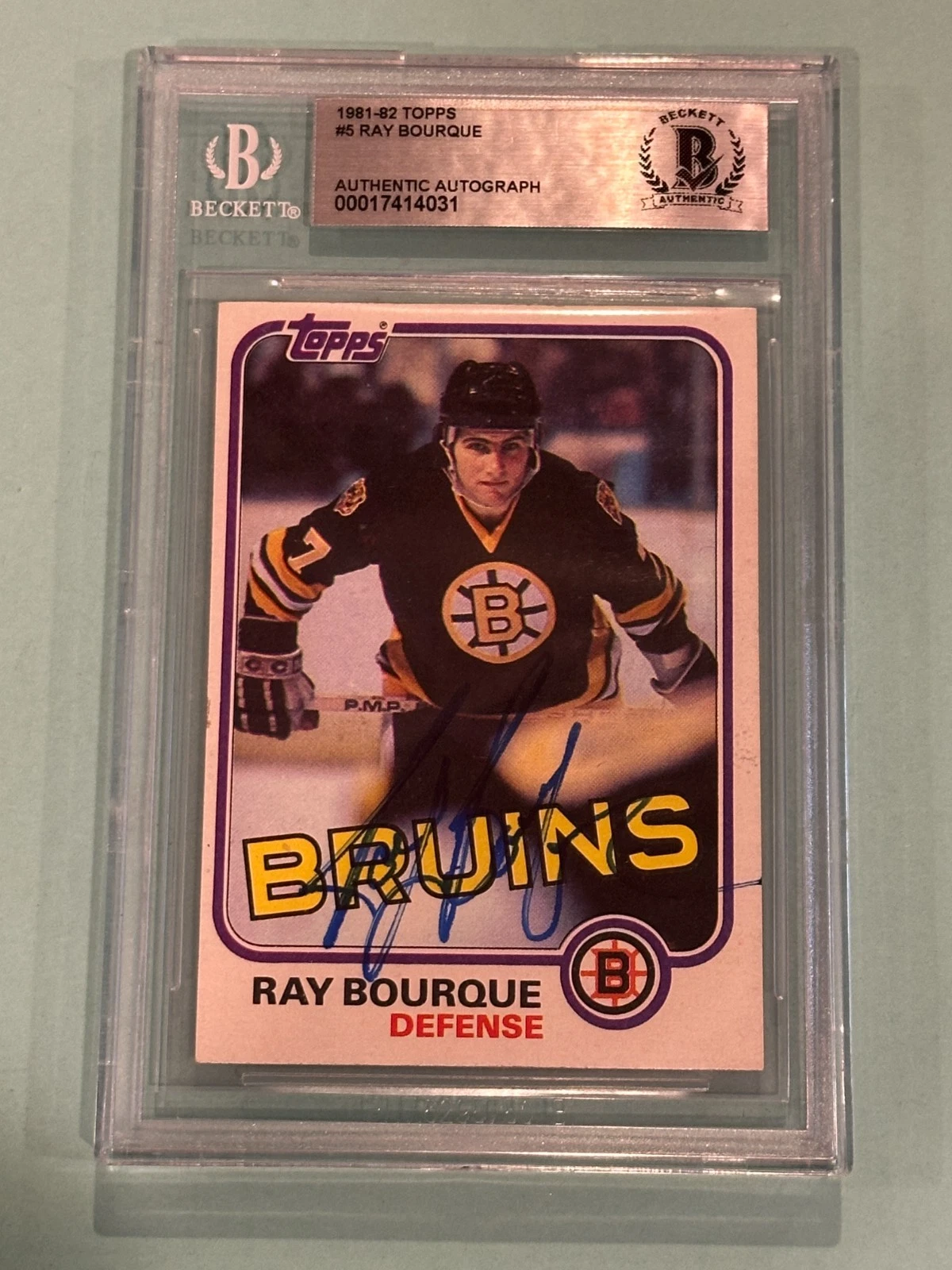 RAY BOURQUE Signed 1981-82 TOPPS Card #5 Beckett BAS | Autographia