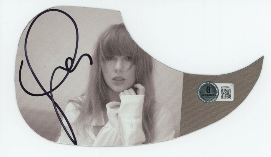 SIGNED TAYLOR SWIFT GUITAR PICKGUARD BECKETT BAS COA ACOUSTIC ADHESIVE ...