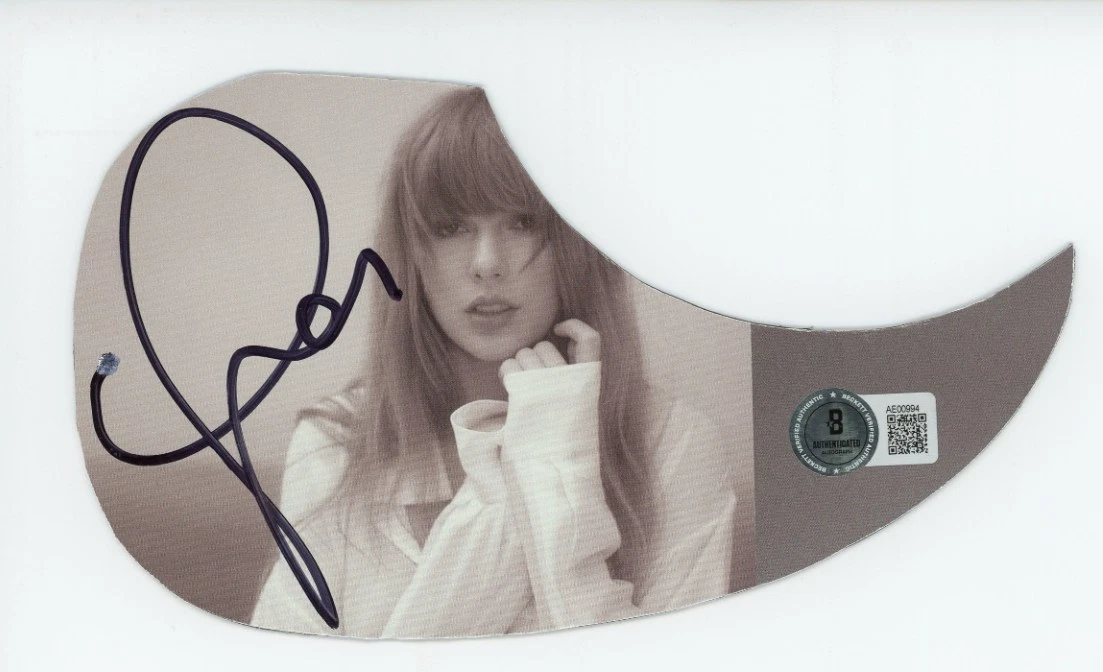 SIGNED TAYLOR SWIFT GUITAR PICKGUARD ADHESIVE AUTOGRAPH BECKETT BAS COA ...