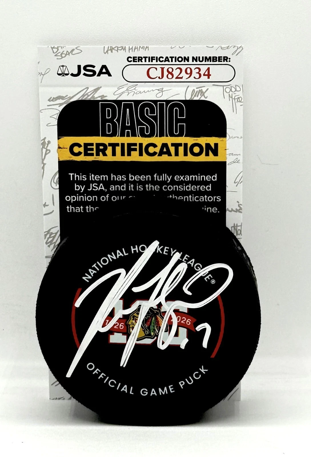 Nick Foligno signed Chicago Blackhawks 100th Anniversary Game Puck JSA ...