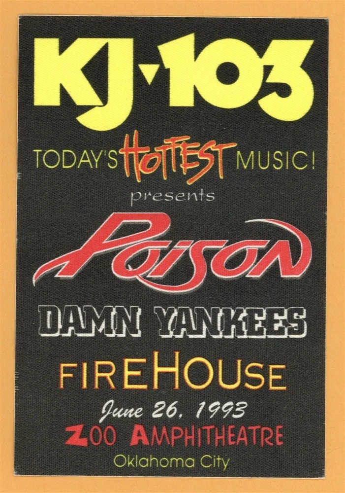 Poison 1993 w/ Damn Yankees & Firehouse Concert Tour Backstage Pass ...