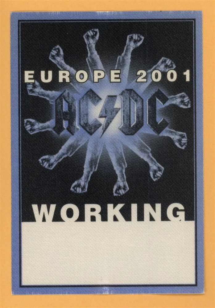 AC/DC 2001 Stiff Upper Lip Concert Tour Working Backstage Pass - EU ...