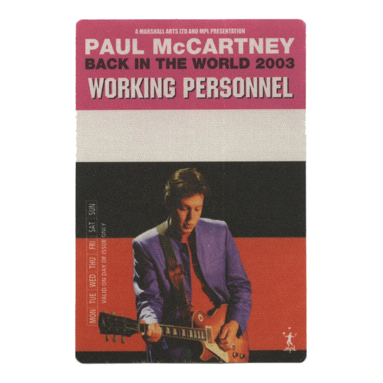 Paul McCartney 2003 Back in the World Concert Tour Working Back Pass ...
