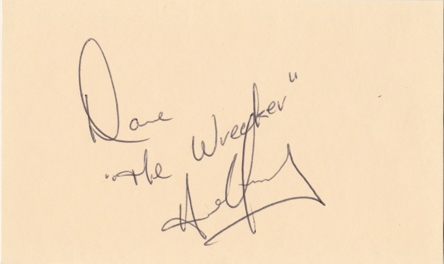 Dave "The Wrecker" Hrechkosy Signed Index Card California Golden Seals ...