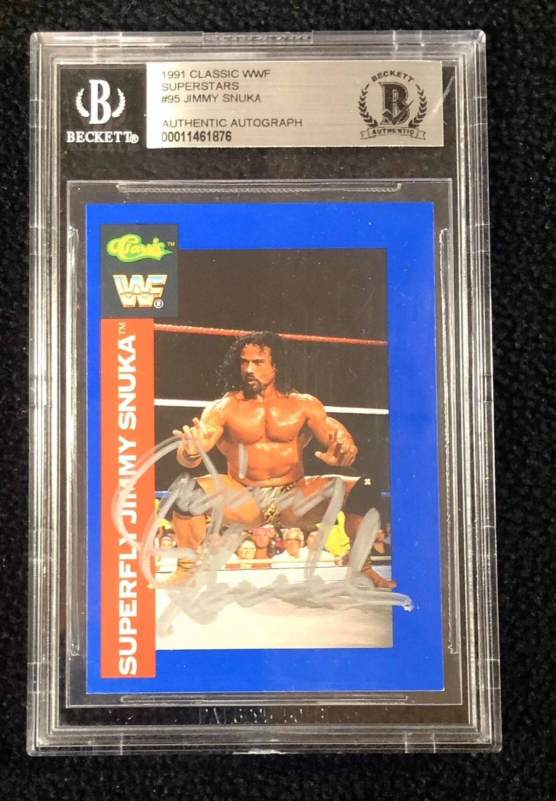 Jimmy Superfly Snuka Signed 1991 Classic WWF Card #95 Beckett Certified ...