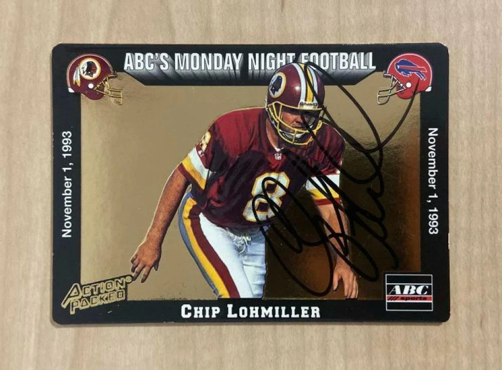 CHIP LOHMILLER WASHINGTON REDSKINS SIGNED 1993 ACTION PACKED CARD #35 W ...