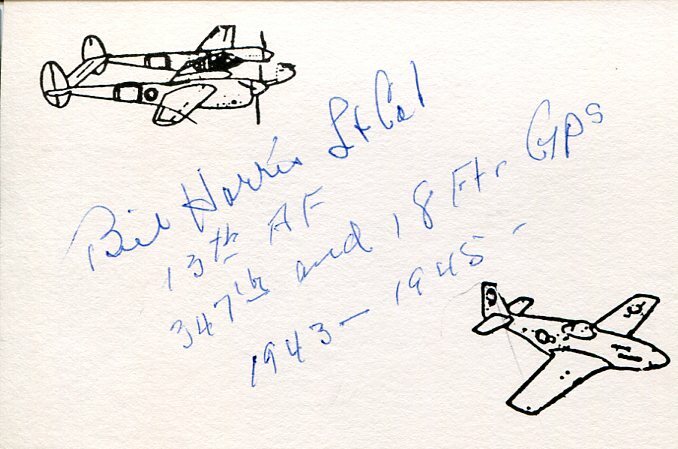 William Bill Harris USAAF WWII War Fighter Pilot Triple Ace Signed ...