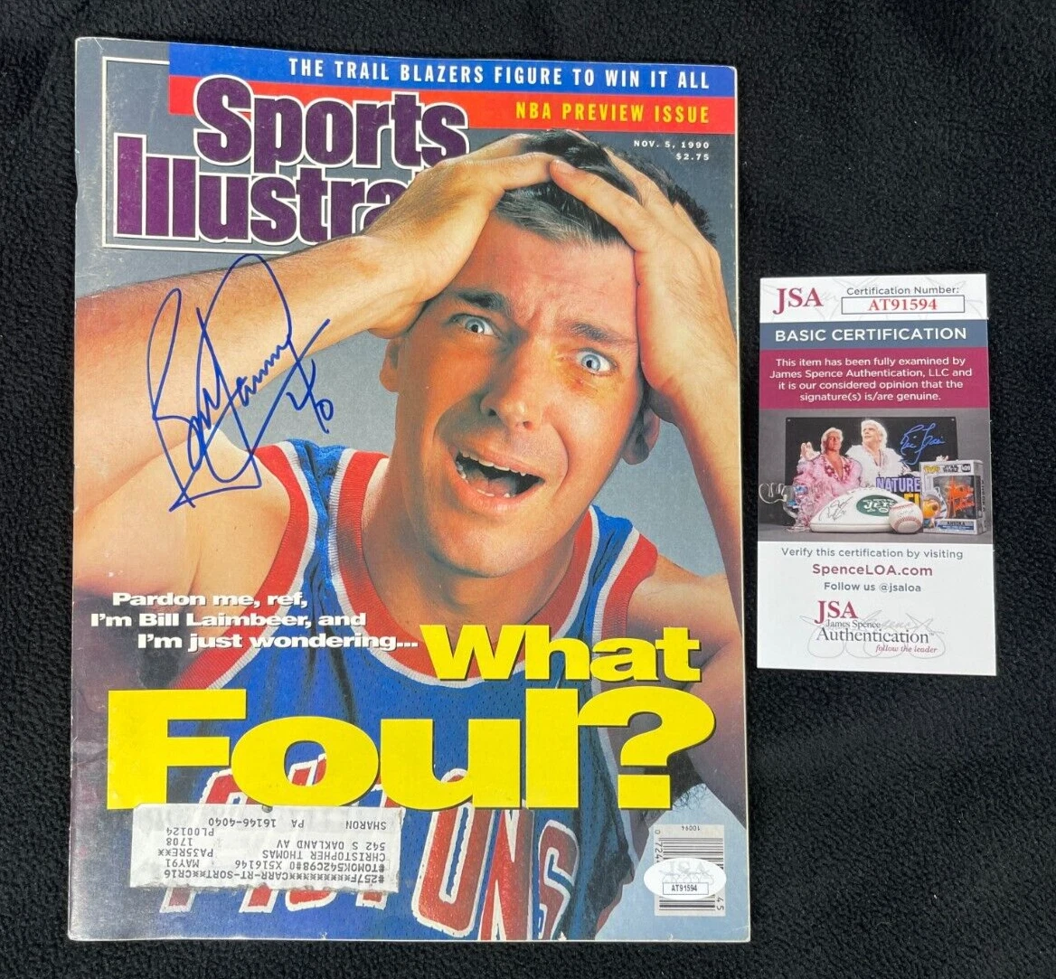 Bill Laimbeer Signed Detroit Pistons Sports Illustrated Magazine Blue ...