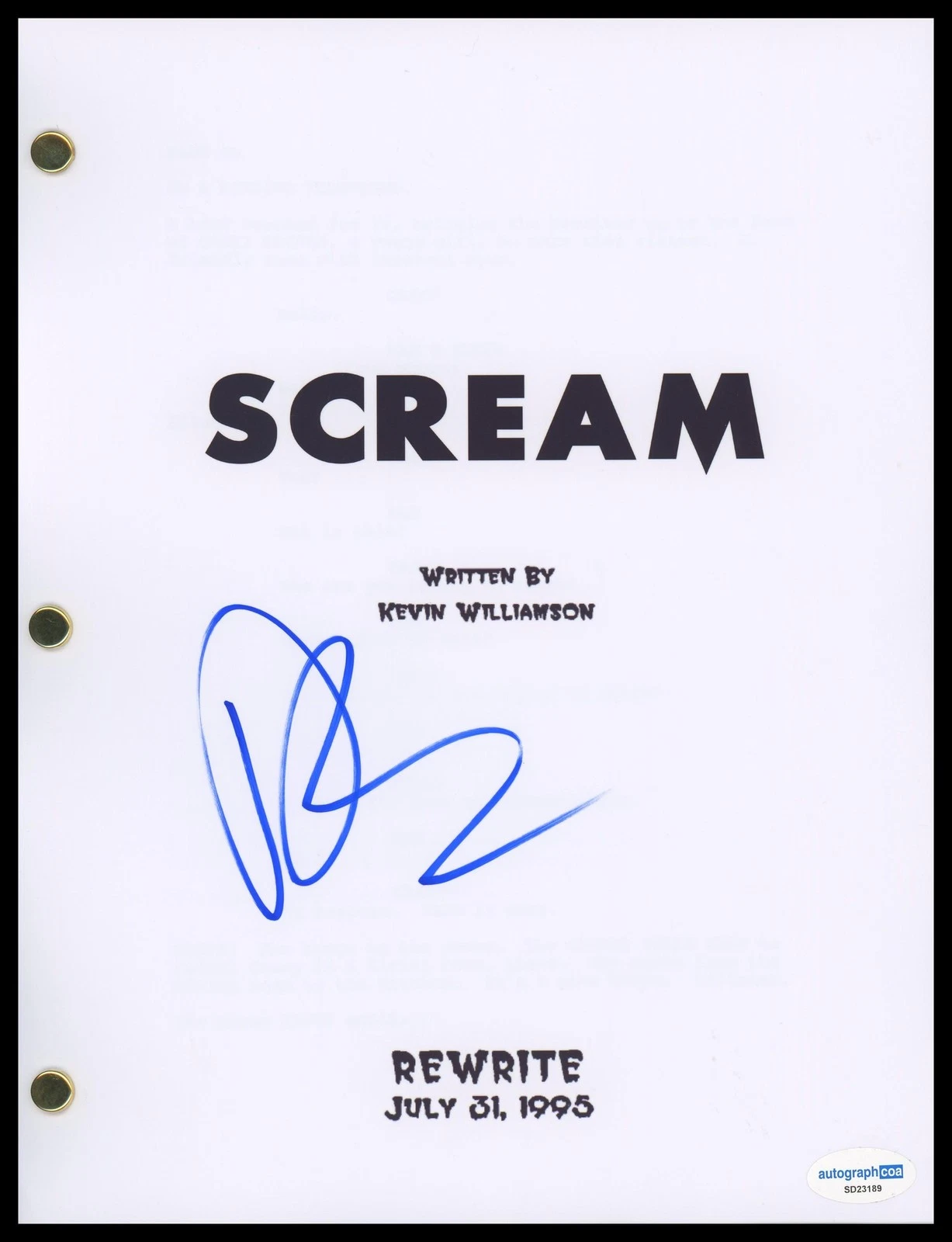 Drew Barrymore "Scream" AUTOGRAPH Signed Full Complete Script ...