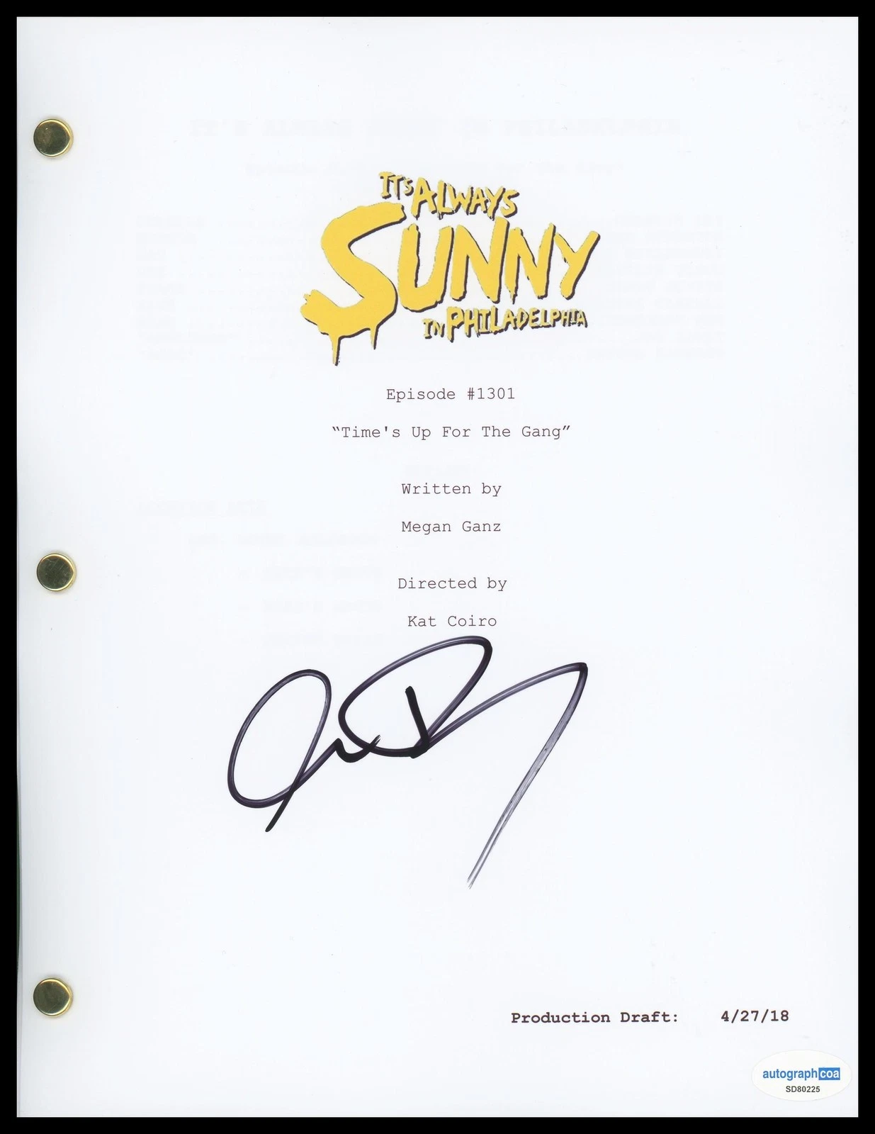 Charlie Day "It's Always Sunny in Philadelphia" SIGNED Time's Up for ...