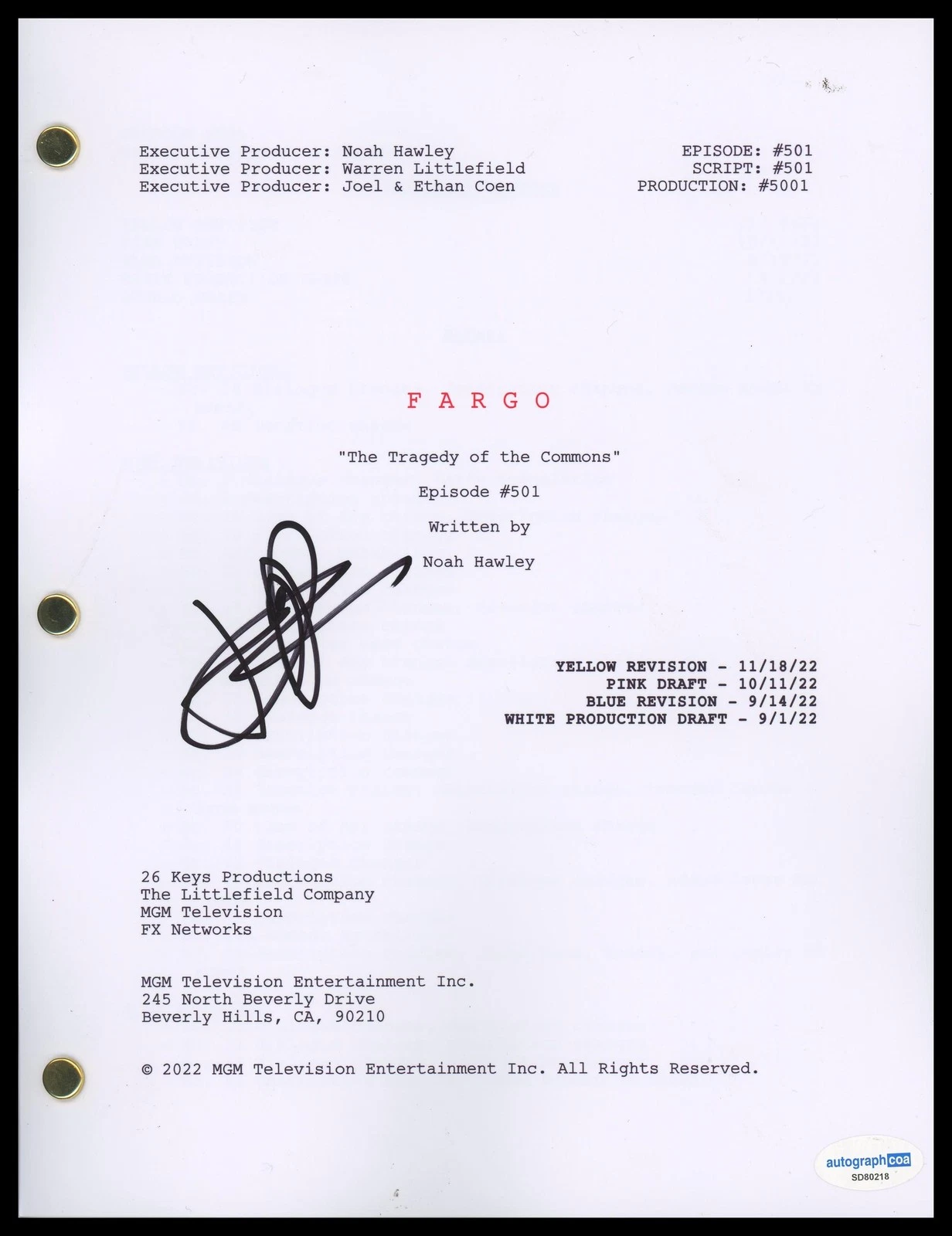 Juno Temple "Fargo" AUTOGRAPH Signed 'The Tragedy of the Commons ...