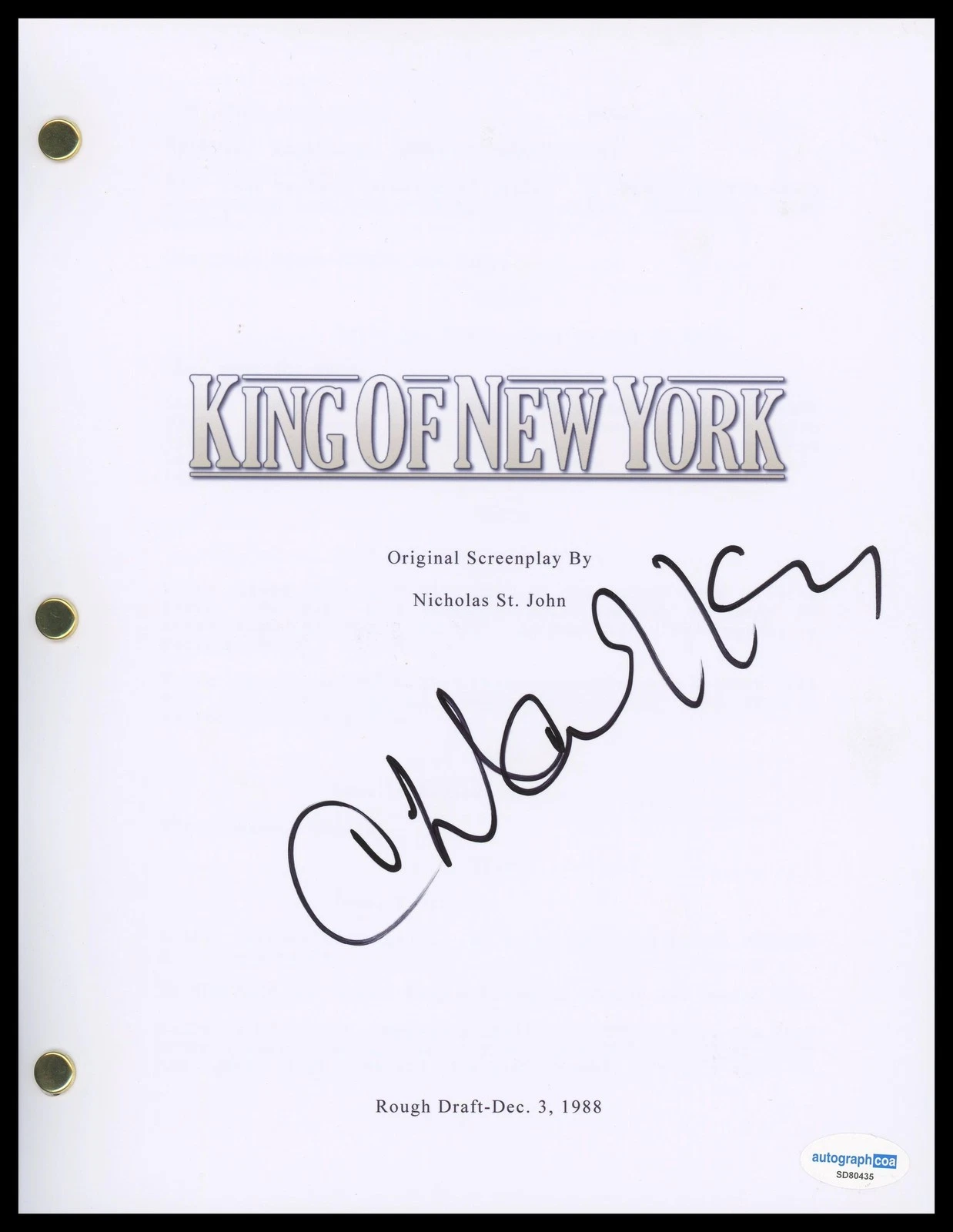 Christopher Walken "King of New York" AUTOGRAPH Signed Script ...