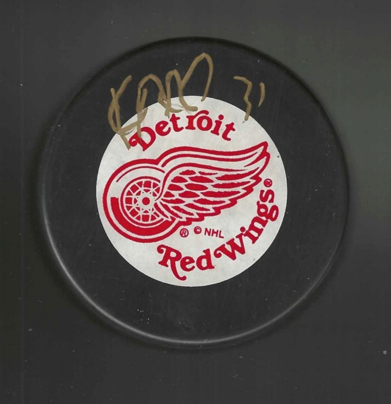 Kevin Hodson Signed Detroit Red Wings Trench Puck | Autographia