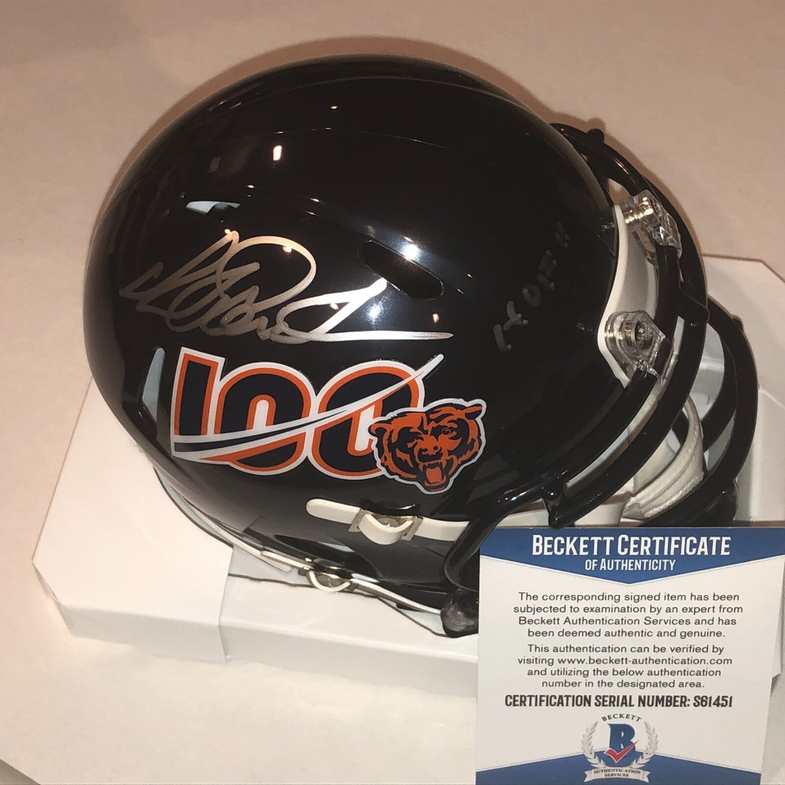 RICHARD DENT Signed BEARS 100th Anniv Mini-helmet w/ Beckett COA & HOF ...