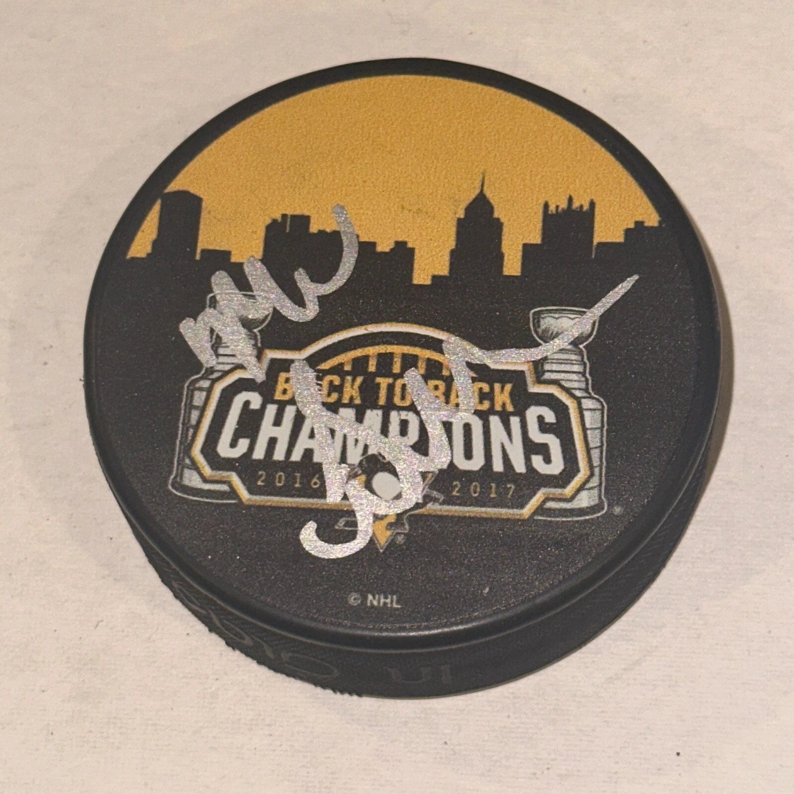 MIKE SULLIVAN Signed PENGUINS BACK TO BACK CHAMPS Puck Beckett Auth ...