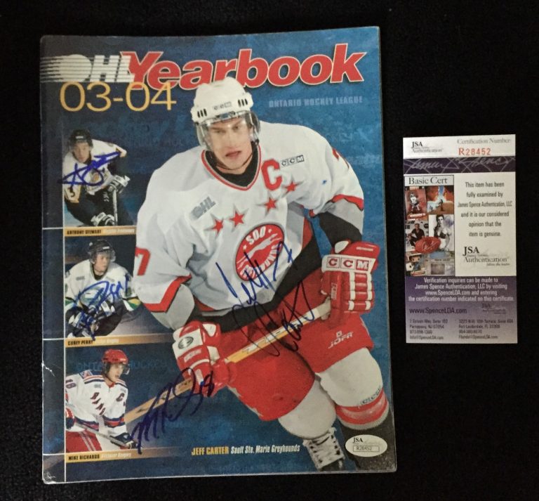 Jeff Carter Corey Perry Mike Richards A Stewart Signed OHL Yearbook JSA ...