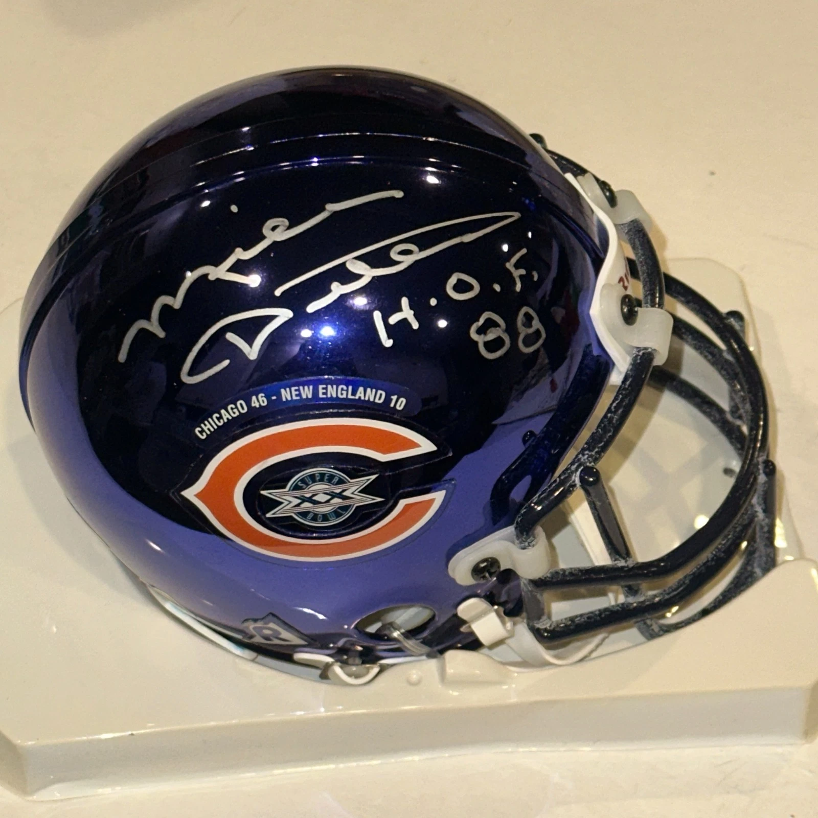 MIKE DITKA Signed BEARS CHROME SBXX Mini-helmet w/ HOF Ins PSA ...