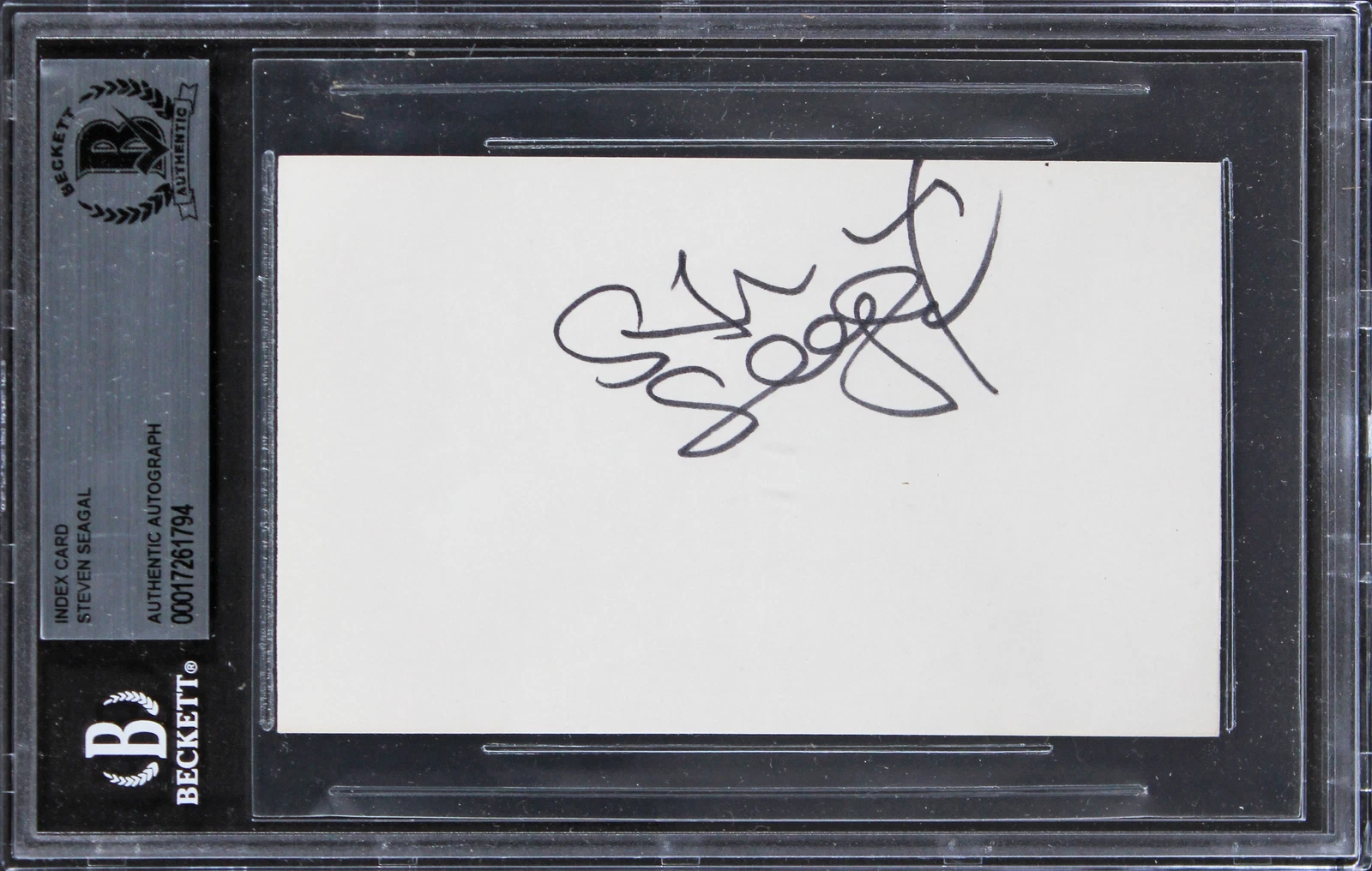 Steven Seagal Under Siege Authentic Signed 3x5 Index Card w/ Black Sig ...