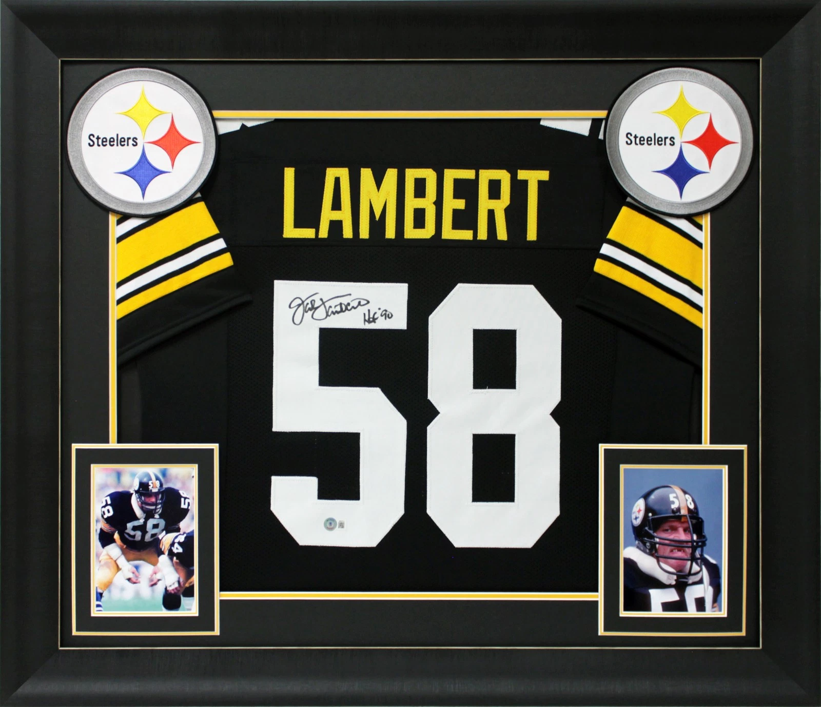 Jack Lambert "HOF 90" Authentic Signed Black Pro Style Framed Jersey ...