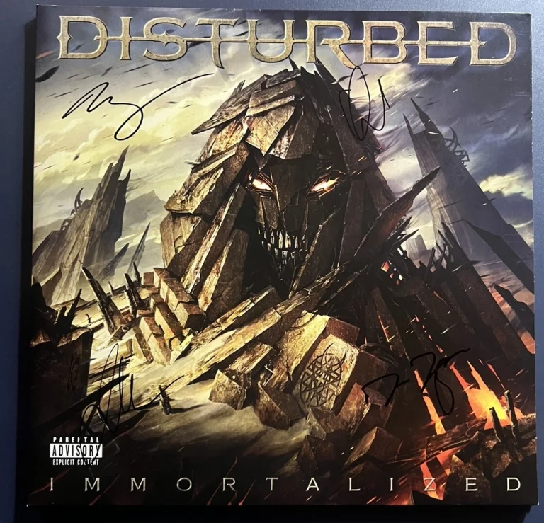 DISTURBED FULL BAND SIGNED IMMORTALIZED VINYL AUTHENTIC AUTOGRAPH COA ...