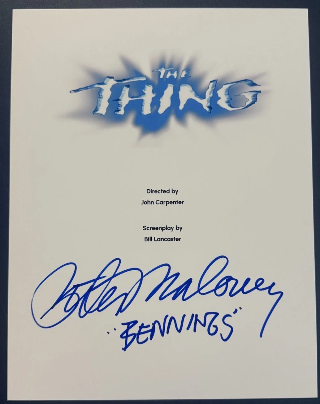 PETER MALONEY SIGNED SCRIPT THE THING MOVIE AUTHENTIC AUTOGRAPH COA ...