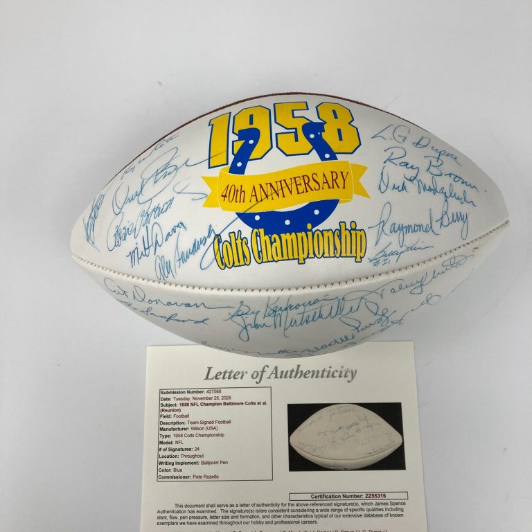 1958 Baltimore Colts NFL Champs Team Signed Football Johnny Unitas JSA ...