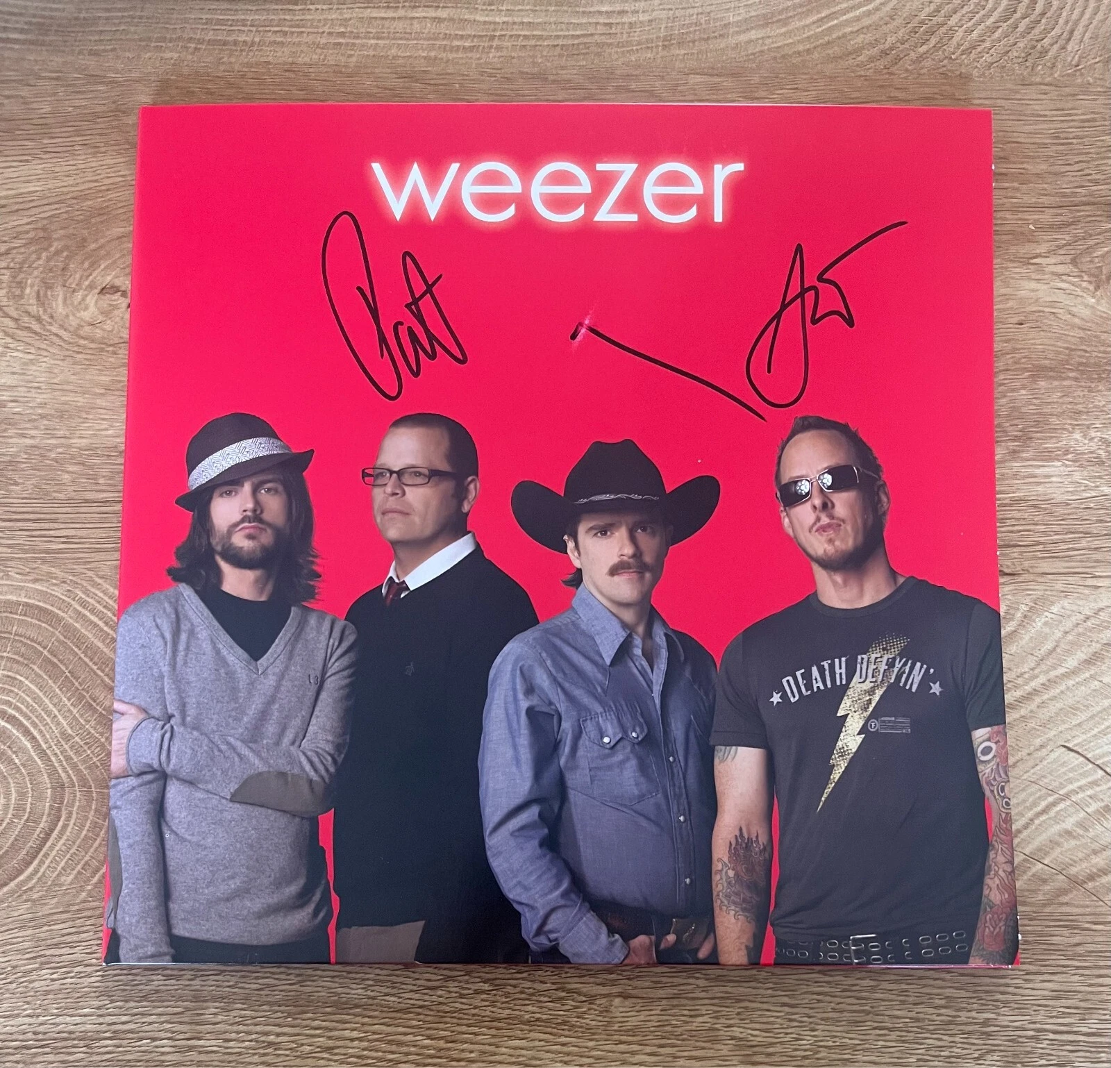 * WEEZER * signed vinyl album * RED ALBUM * RIVERS CUOMO, SCOTT & PAT ...