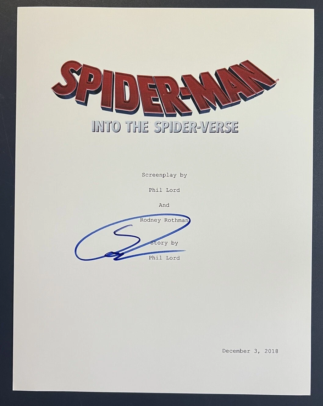 SHAMEIK MOORE SIGNED SPIDER-MAN INTO THE SPIDER VERSE SCRIPT MOVIE ...