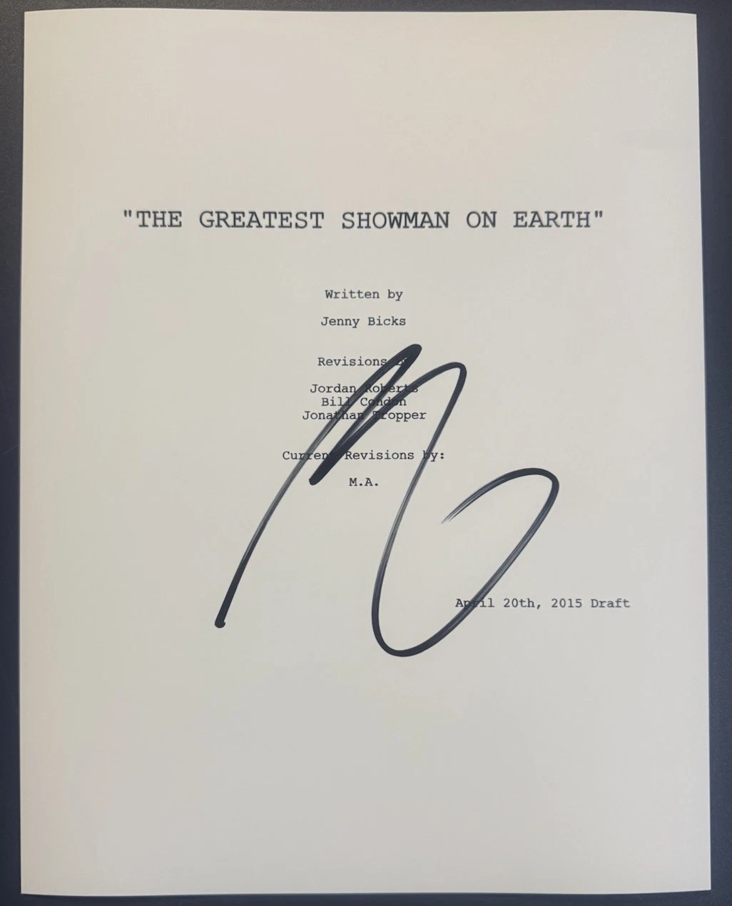 MICHAEL GRACEY SIGNED THE GREATEST SHOWMAN SCRIPT MOVIE AUTHENTIC ...