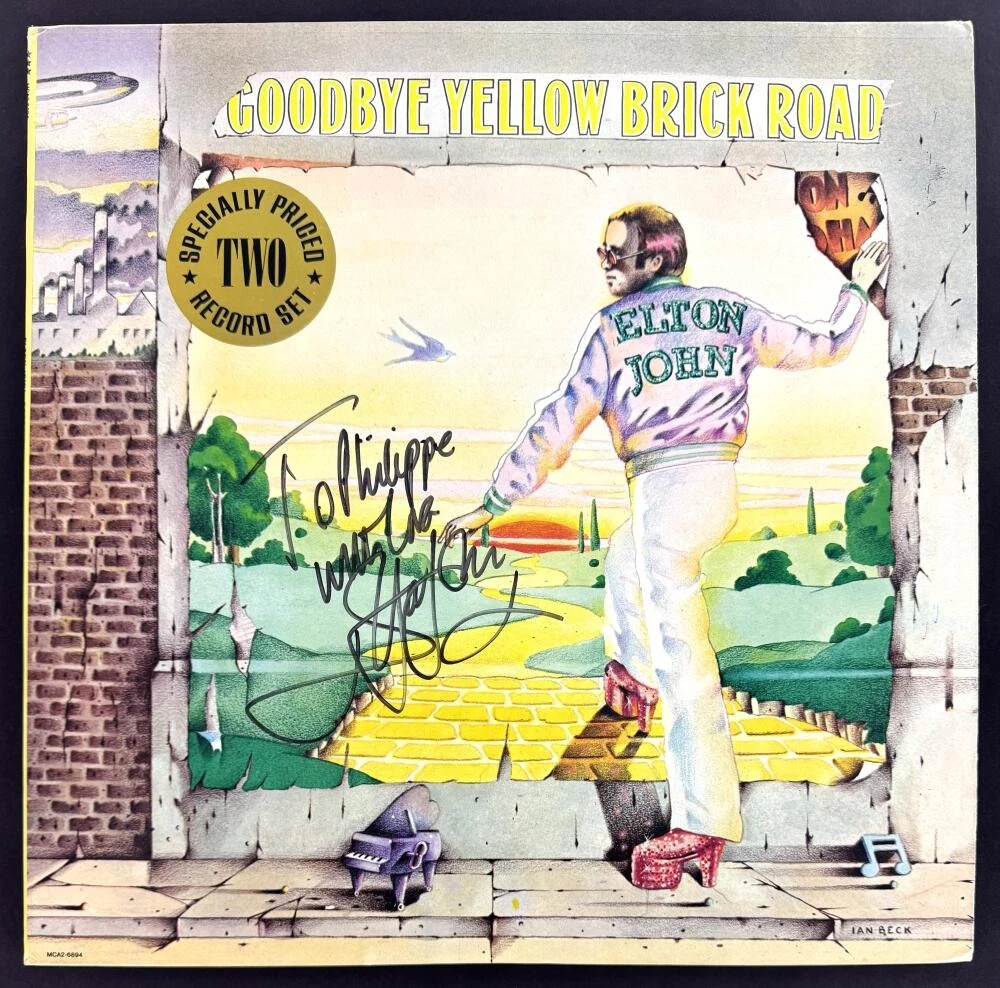 Elton John Signed Autograph Goodbye Yellow Brick Road Album Record w ...