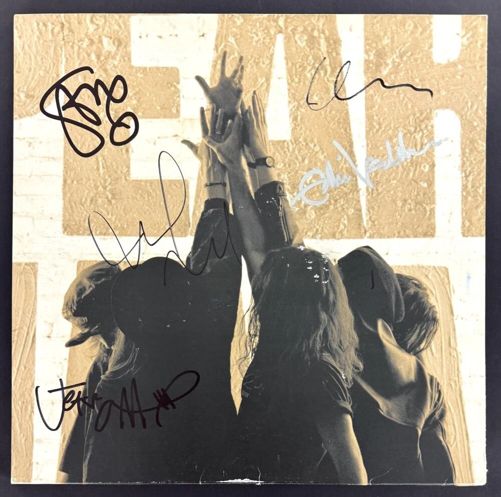 Pearl Jam Full Band x5 Signed Autograph Ten Album Record - Eddie Vedder ...