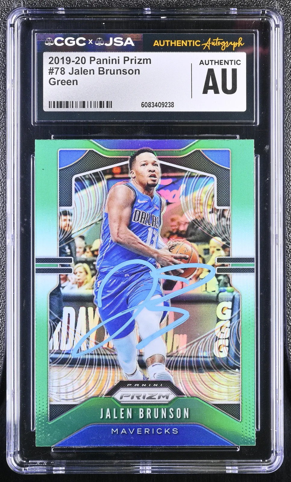 2019-20 Panini Prizm #78 Jalen Brunson Green signed card CGC JSA Auto ...