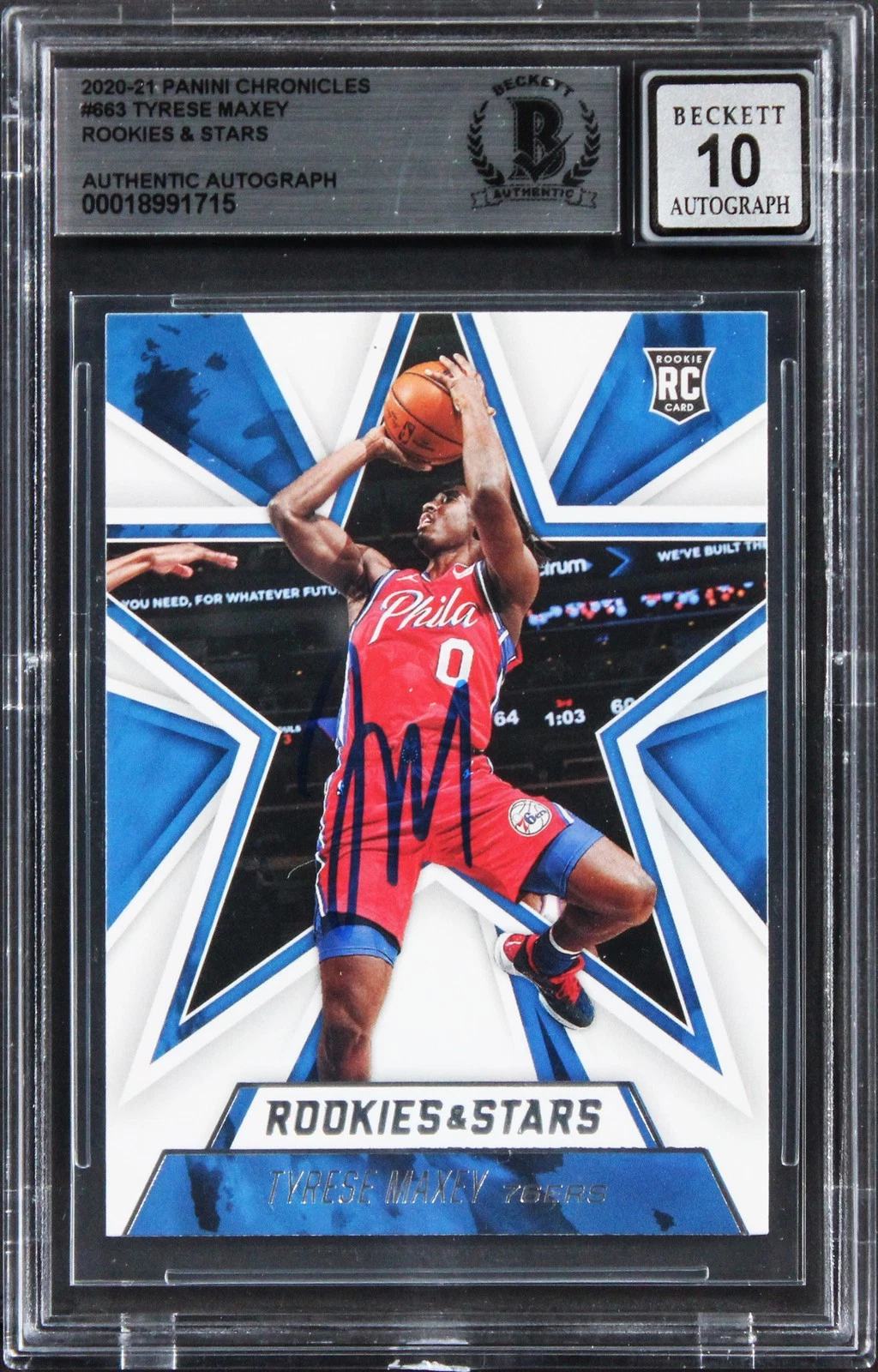 76ers Tyrese Maxey Signed 2020 Panini Chronicles #663 RC Card Auto 10 ...