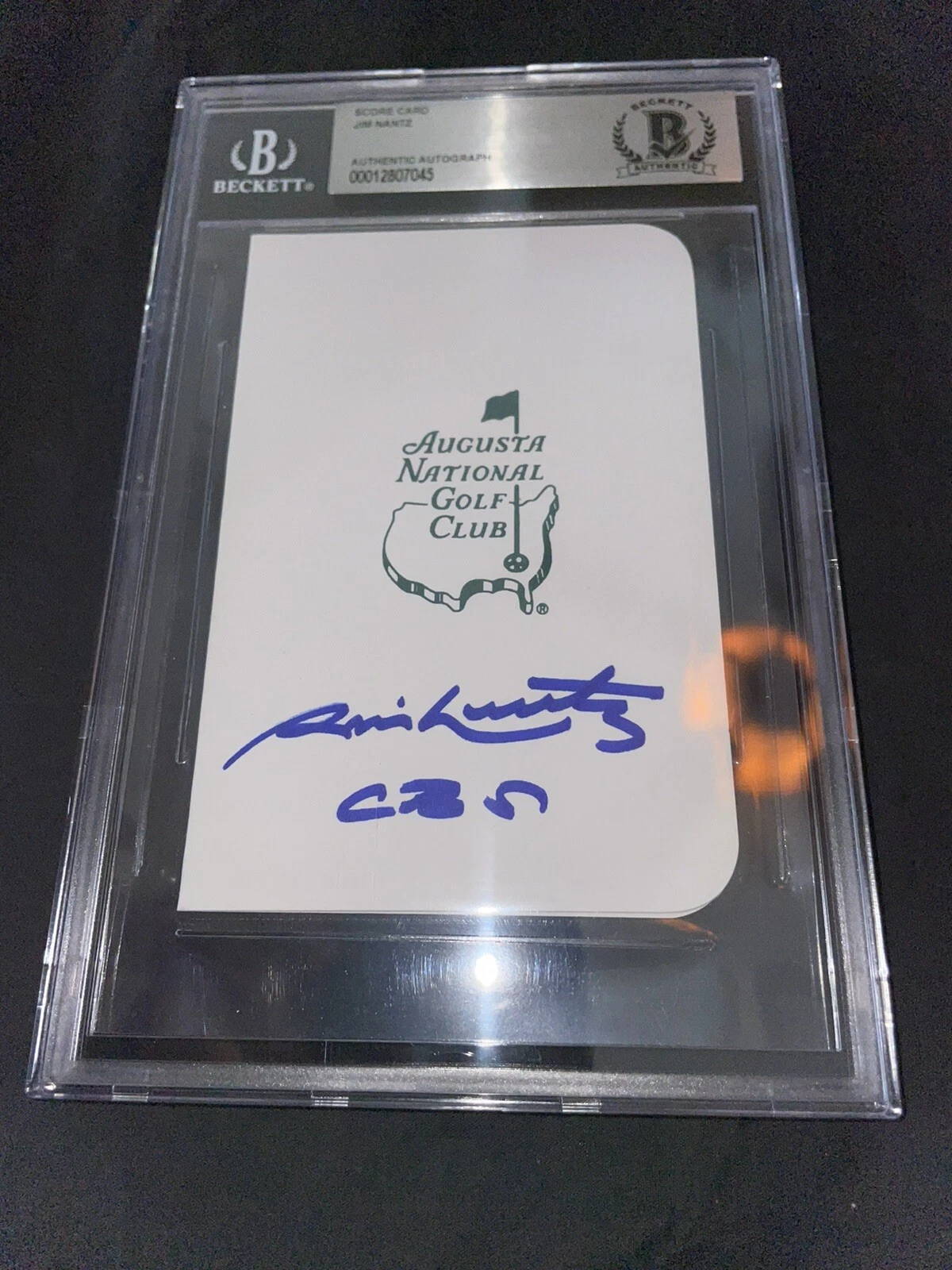 Jim Nantz Signed Masters Scorecard CBS Announcer Tradition Beckett Slab ...