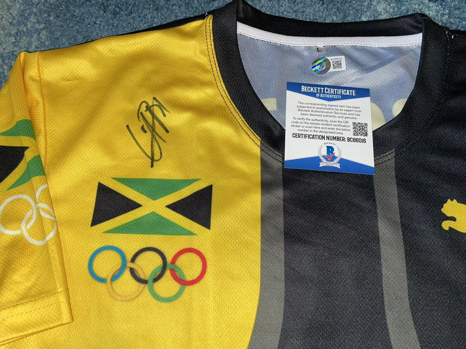 Usain Bolt Signed Puma Rio Olympics Jersey Gold Medal Fastest Jamaica ...