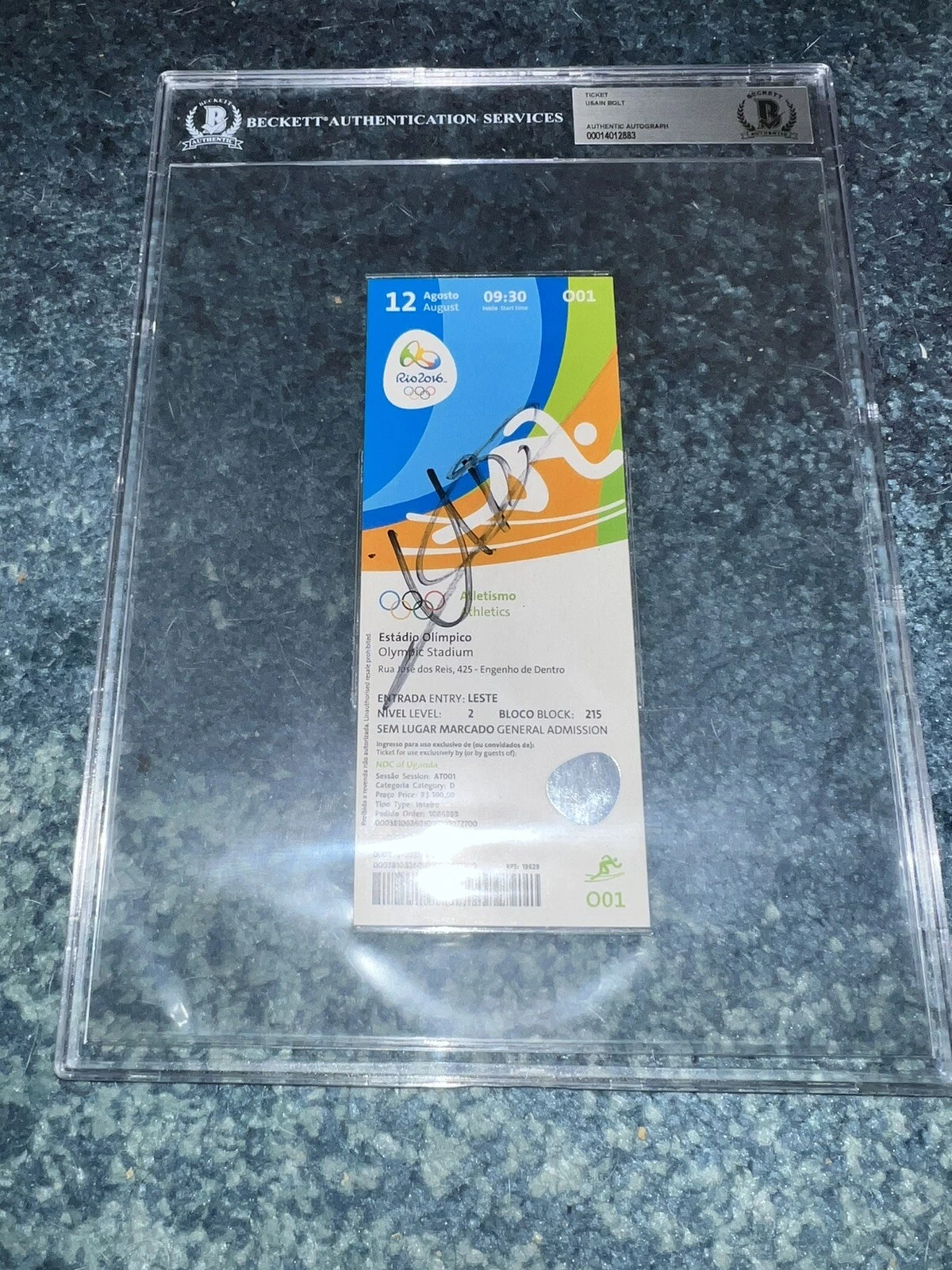 Usain Bolt Signed Official Rio 2016 Olympic Ticket Gold Medal Beckett ...