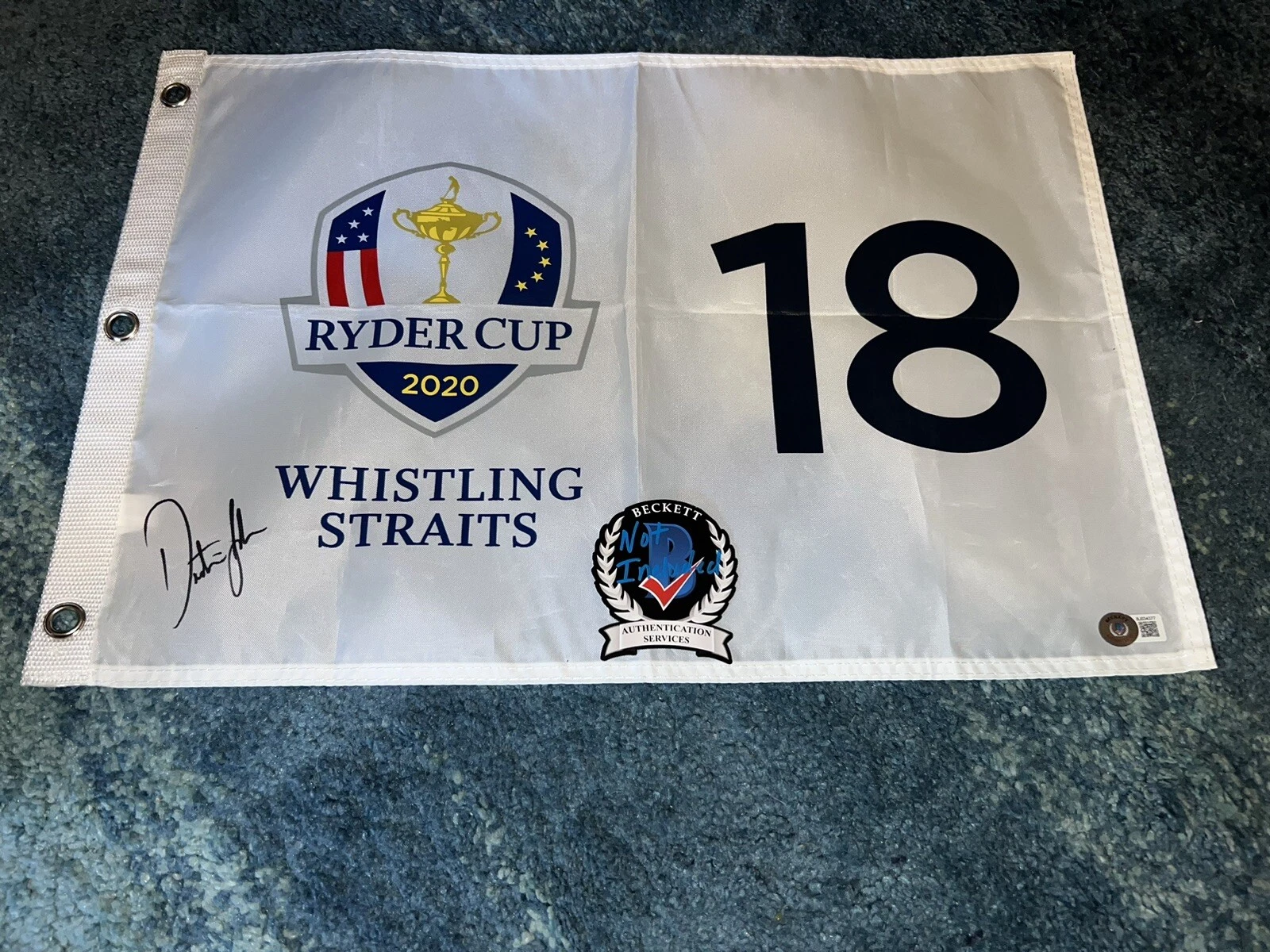 Dustin Johnson Official 2020 Ryder Cup Flag Whistling Straits Champion ...
