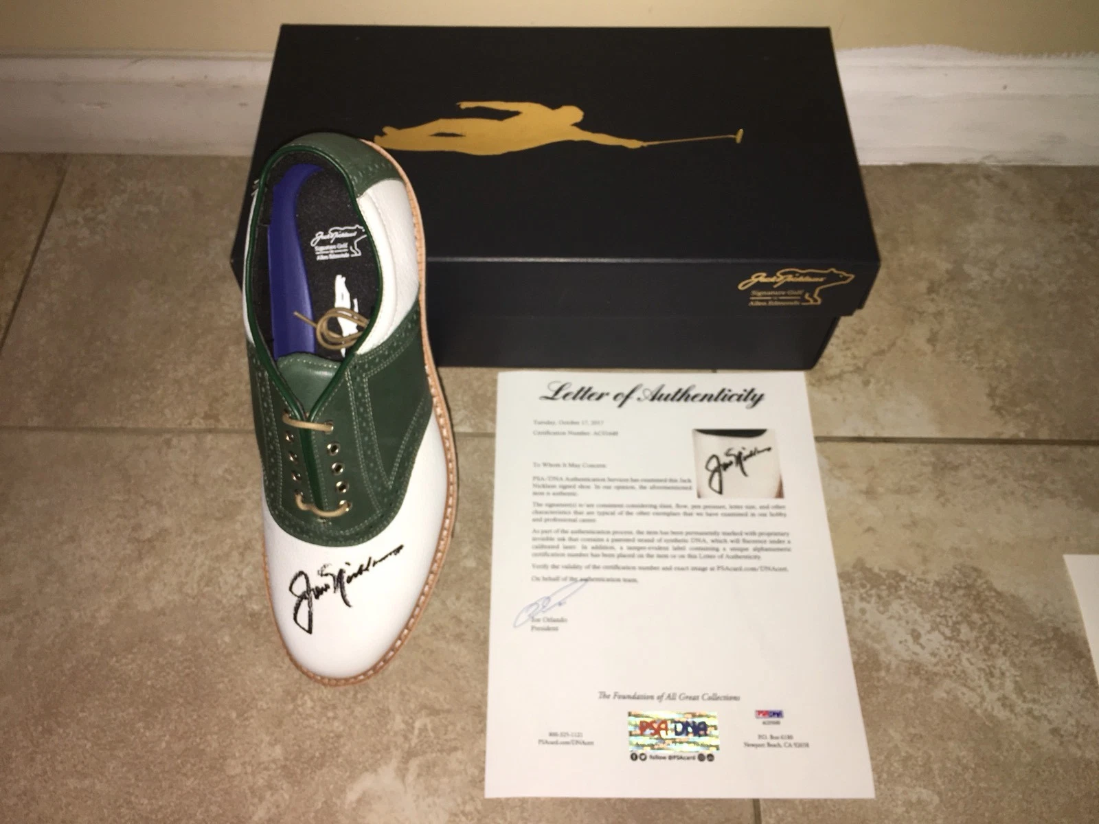 Jack Nicklaus Signed Official Golden Bear Shoe 6x Masters Champ PSA/DNA ...