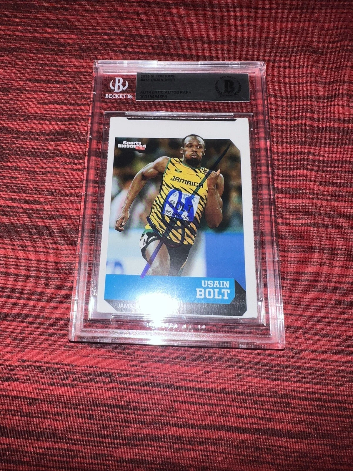 Usain Bolt Signed 2015 SI For Kids Trading Card Jamaica Legend Beckett ...