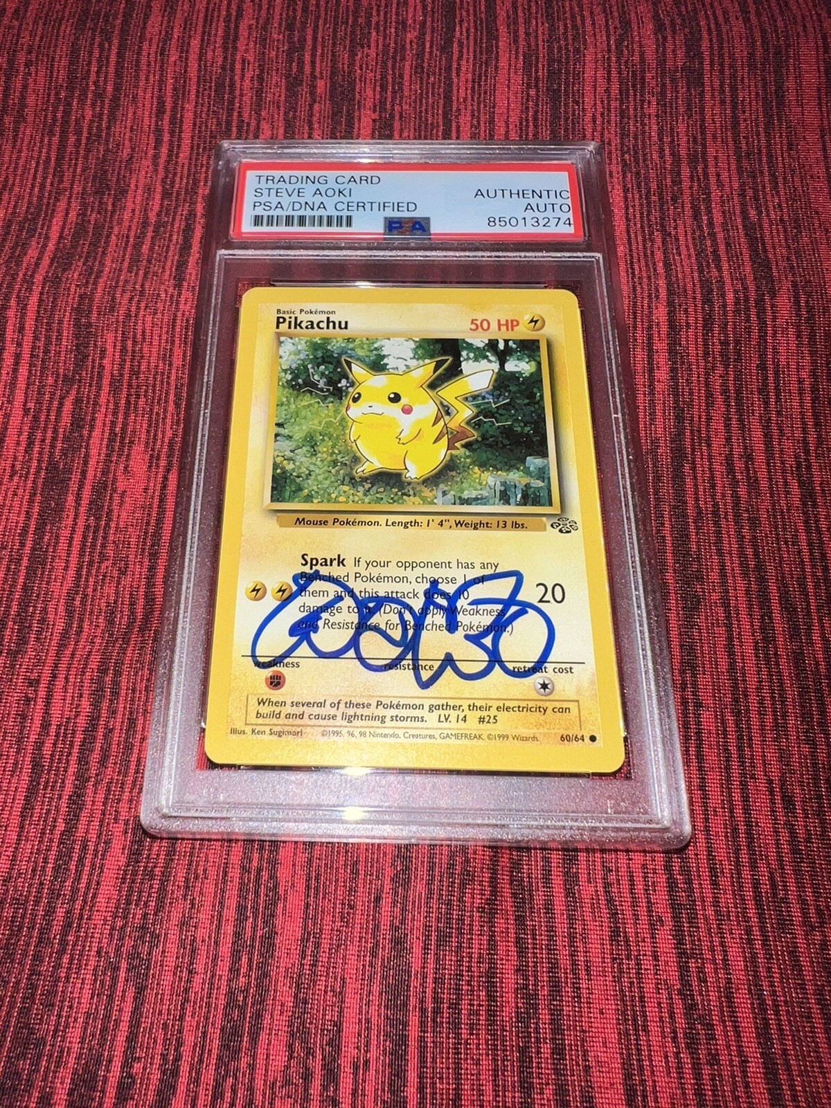 Steve Aoki Signed Official Pokemon Trading Card 1999 60 Jungle Pikachu ...