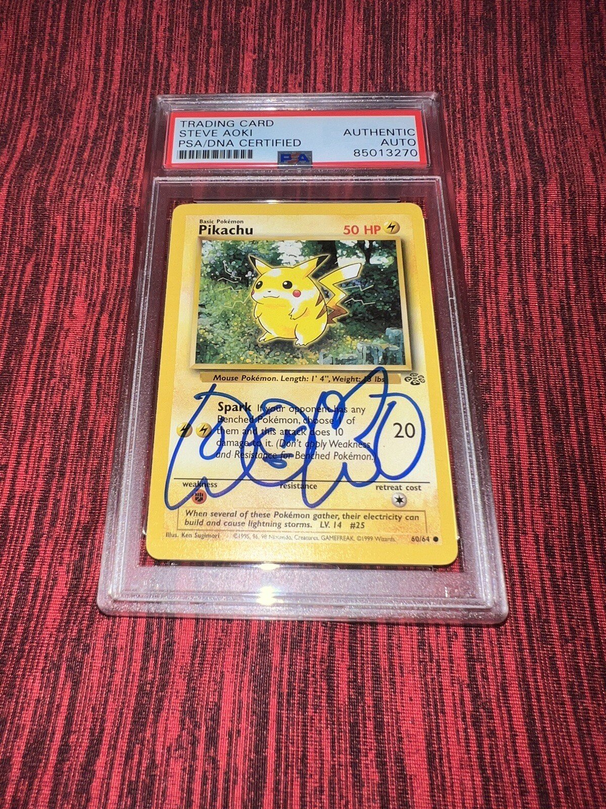 Steve Aoki Signed Official Pokemon Trading Card 1999 60 Jungle Pikachu ...