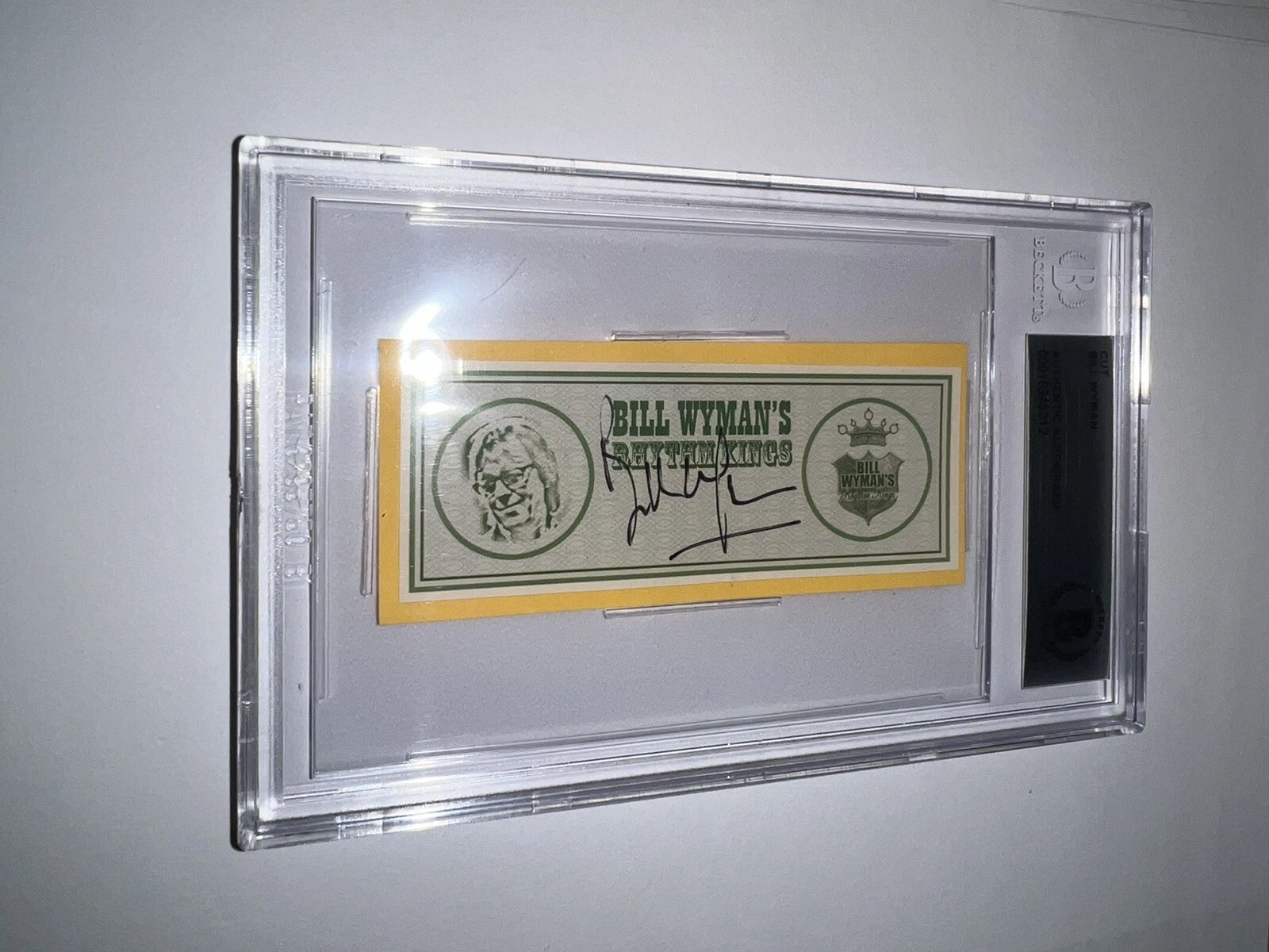 Bill Wyman Signed Cut Rolling Stones Legend Beckett Slab | Autographia