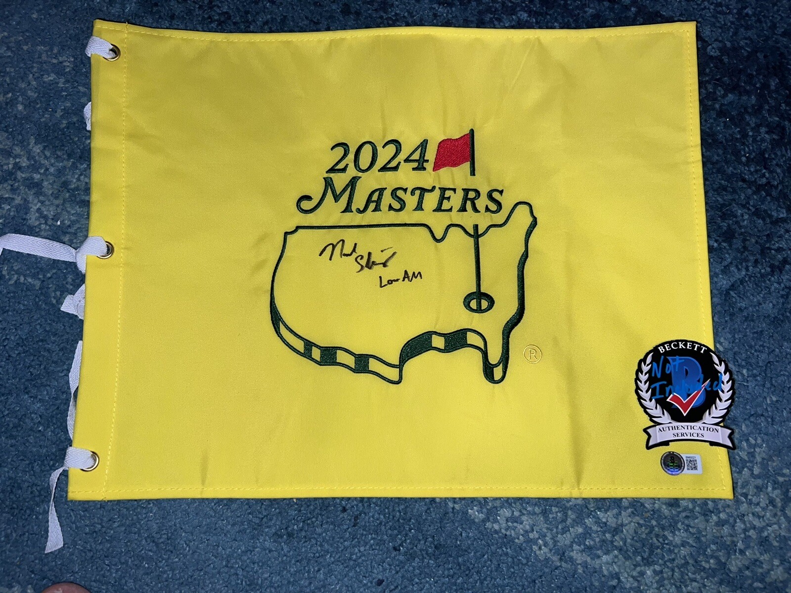 Neal Shipley Signed Official 2024 Masters Flag 1st Masters Low Amateur ...