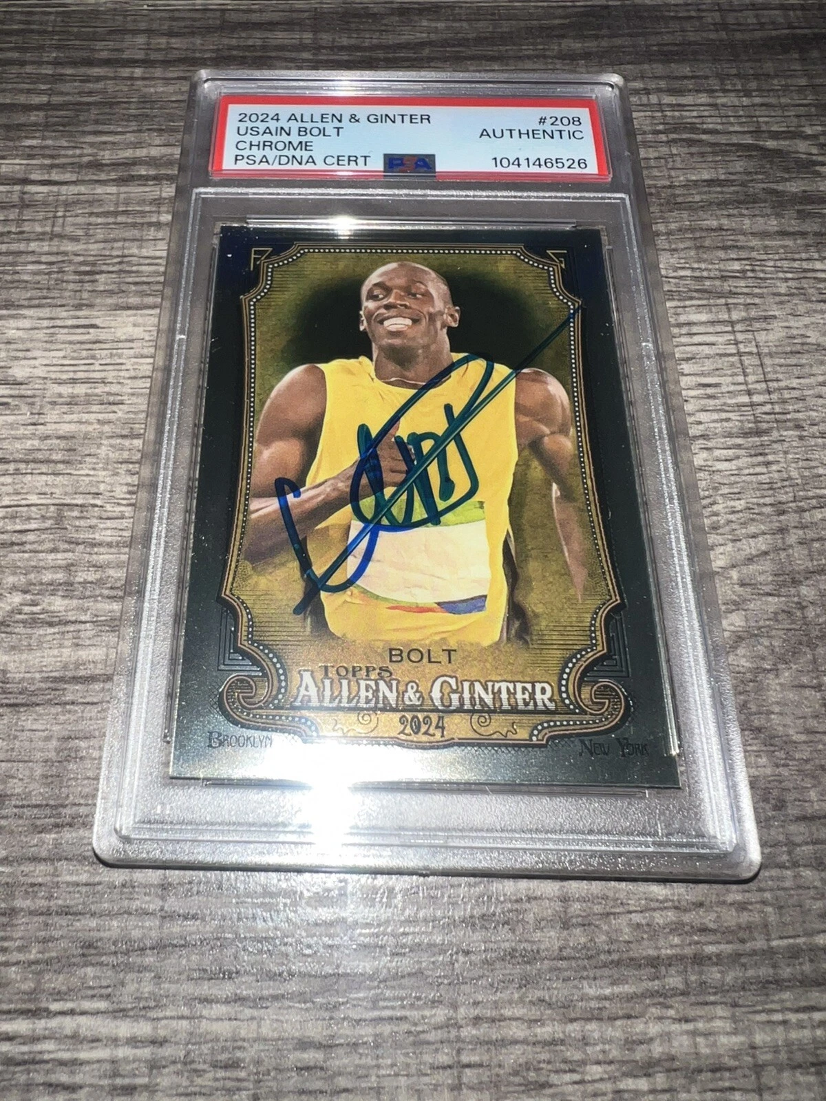 Usain Bolt Signed 2024 Allen & Ginter Chrome Trading Card #208 Gold ...