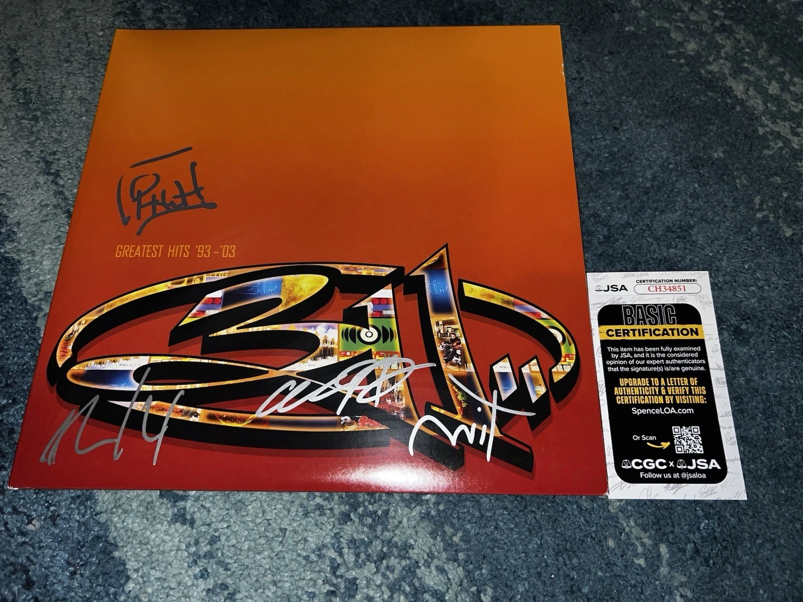 311 Band Signed Greatest Hits Vinyl Nick Hexum, Chad Sexton, Tim ...