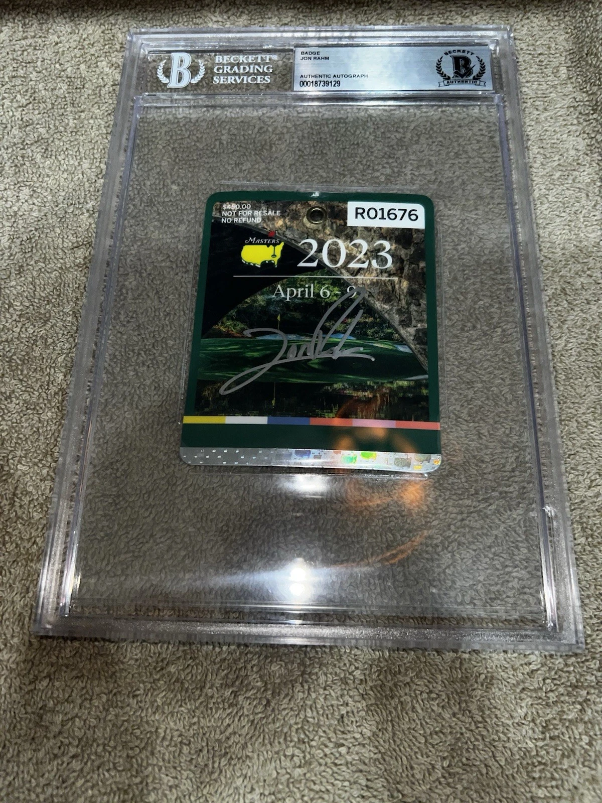 Jon Rahm Signed Official 2023 Masters Badge Champion Legend Beckett ...