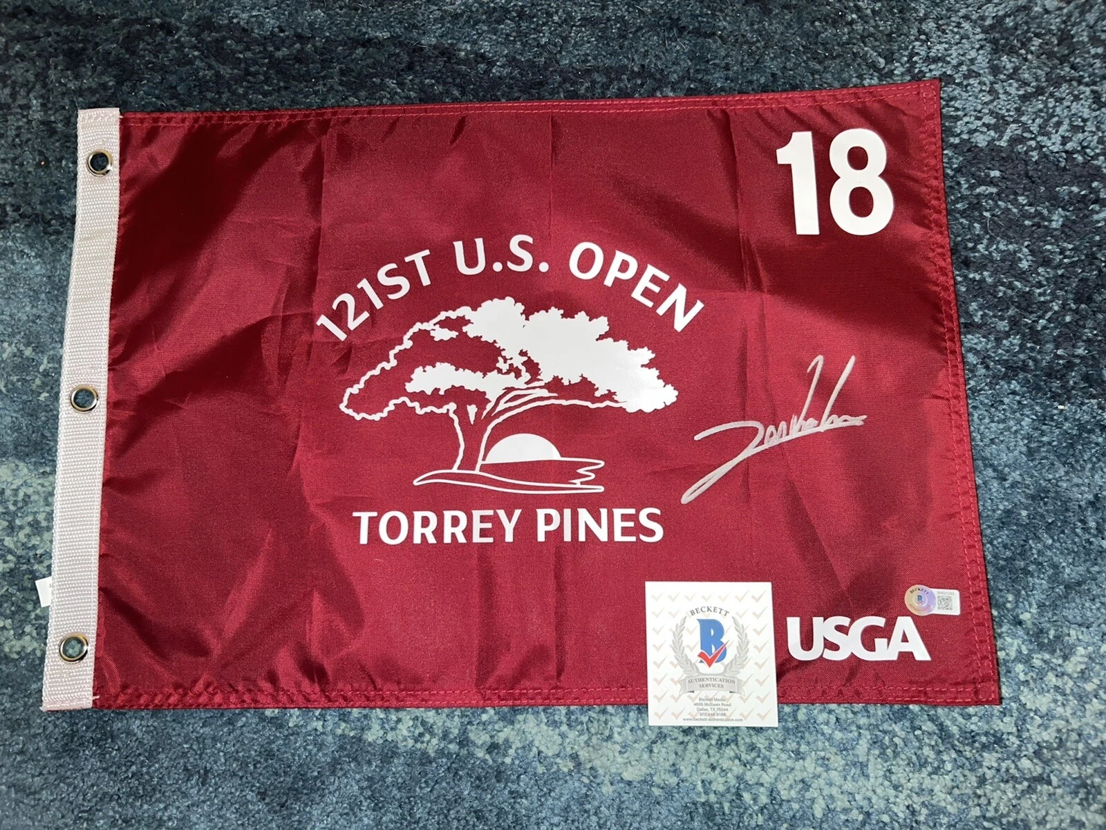 Jon Rahm Signed Official 2021 US Open Flag Torrey Pines 1st Spaniard ...