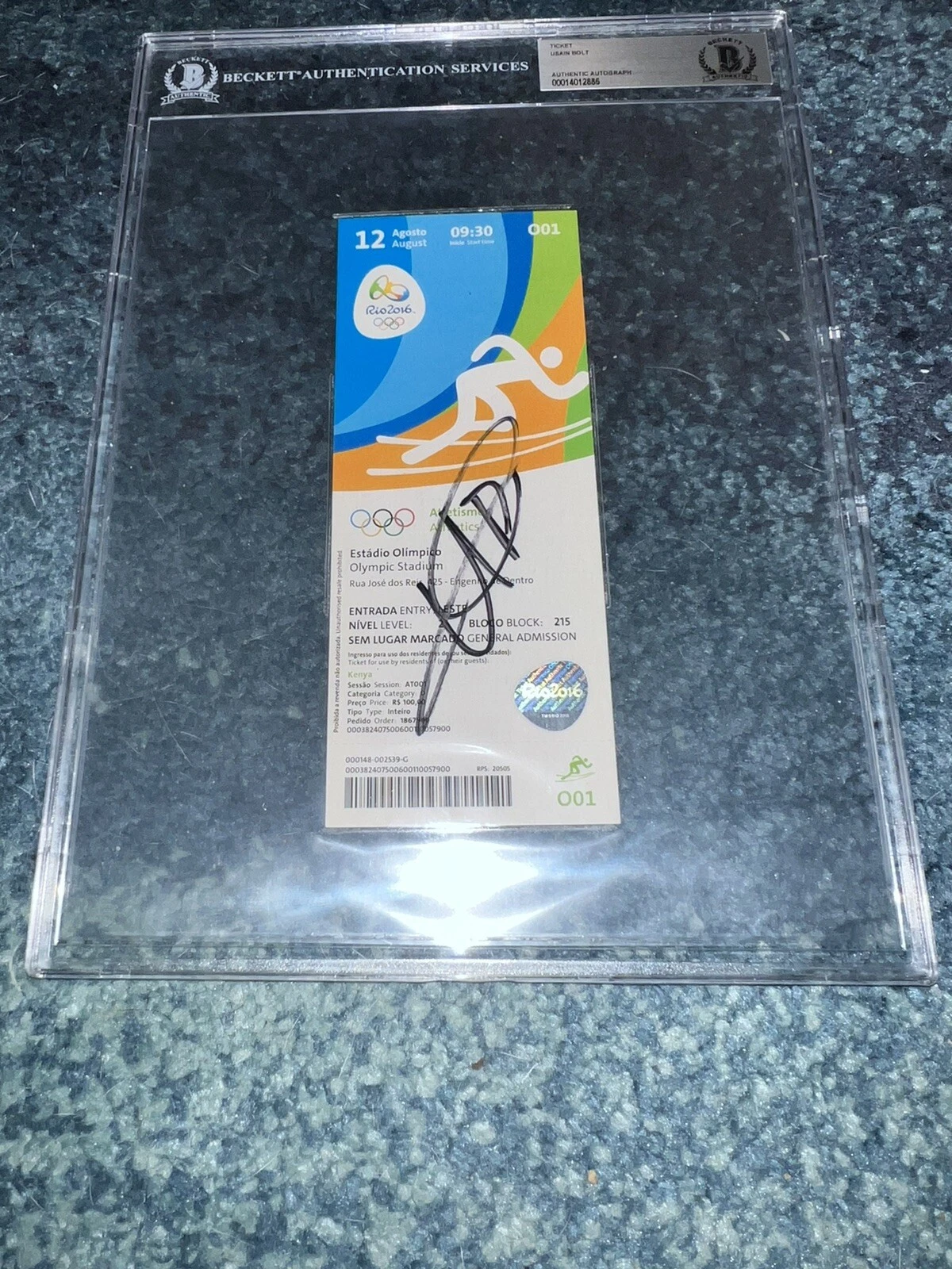 Usain Bolt Signed Official Rio 2016 Olympic Ticket Gold Medal Beckett ...